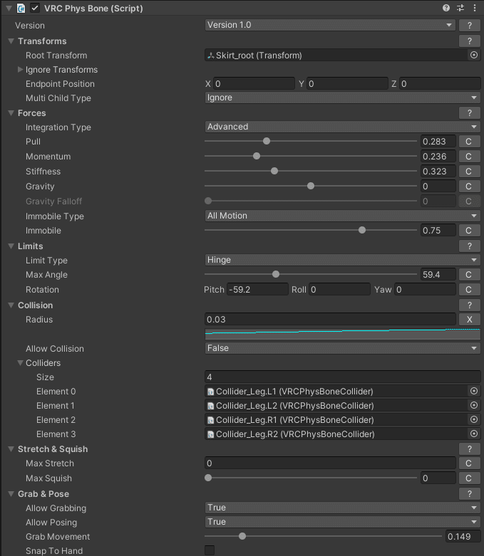 PhysBoneでスカートの貫通対策をする Ver2｜霧島みけ