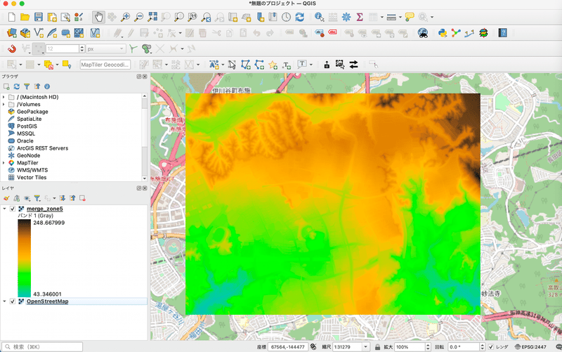 【QGIS】ラスターデータについて特定の閾値より低い場所を除外したいとき｜rob
