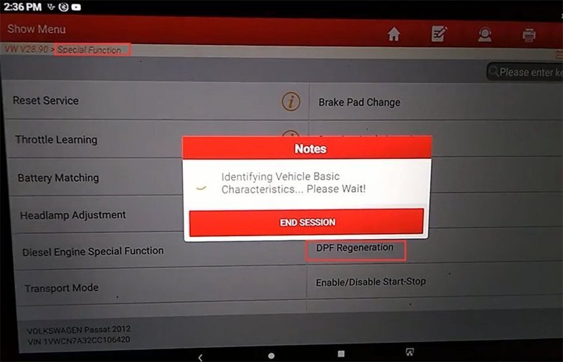 Launch X431 Pro5 を使用して 2012 VW Passat TDI で DPF 再生を行う方法は?｜utihakou