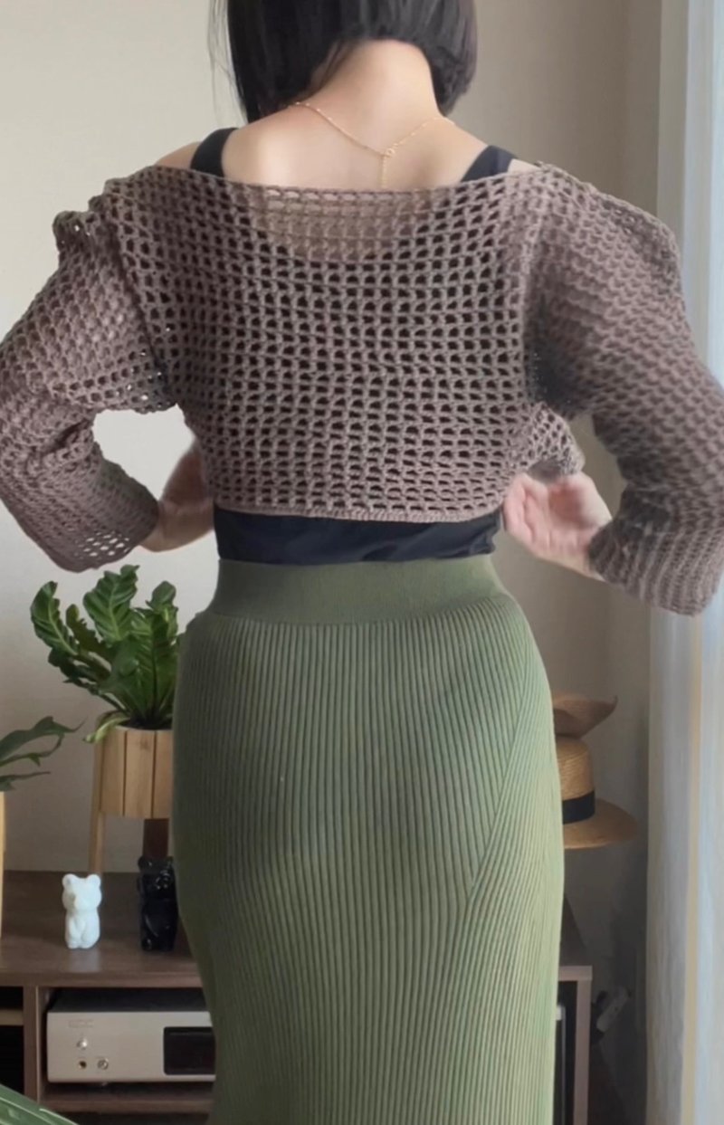 （無料公開）PDFダウンロード編み図【かぎ針編み】 メッシュスリーブセータ｜SLOW CRAFT