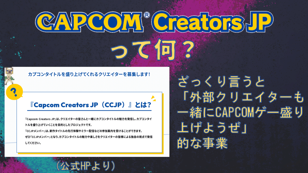 【お知らせ】CAPCOM Creators JPメンバーに選ばれました【YouTube活動】｜竹原