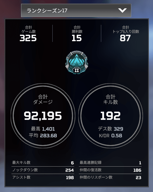 S17ランク振り返り＜Apex Legends S17＞｜幾村むすび