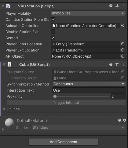 VRChat VRC stationにUdonSharpでsit機能をつける｜DoritosDontacos