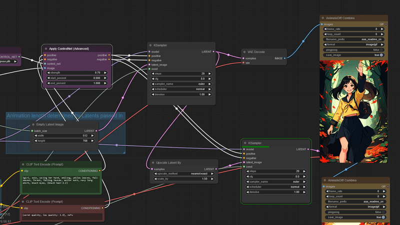 【AIアニメ】ComfyUIとControlNetでAnimateDiffを楽しむ｜Baku