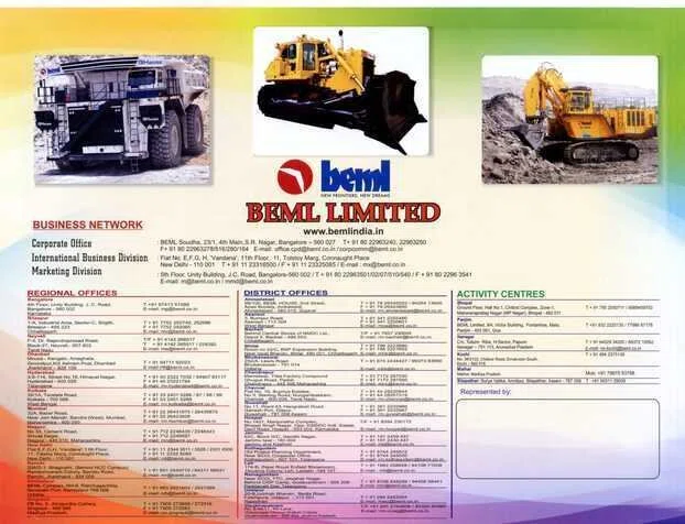 BEML LIMITED MINING & CONSTRUCTION - PRODUCT RANGE｜建設機械化ライブラリー