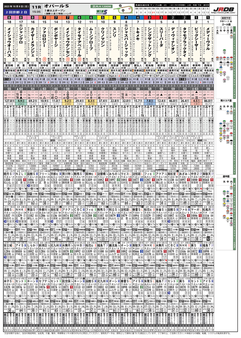 10/8（日）京都11R オパールS 赤木の予想｜JRDB 競馬アラカルト