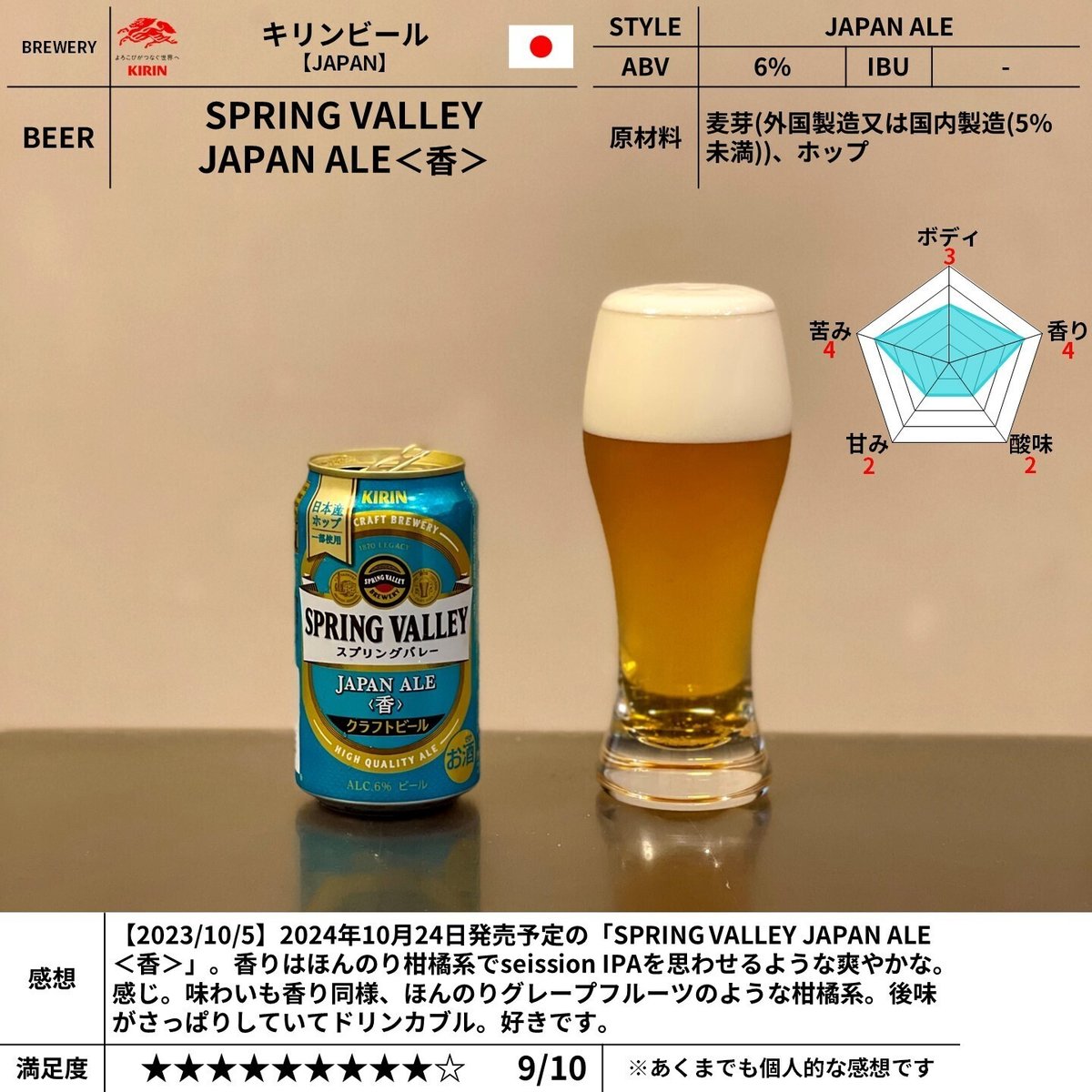 キリンビールの「SPRING VALLEY JAPAN ALE＜香＞」｜yamashin0120