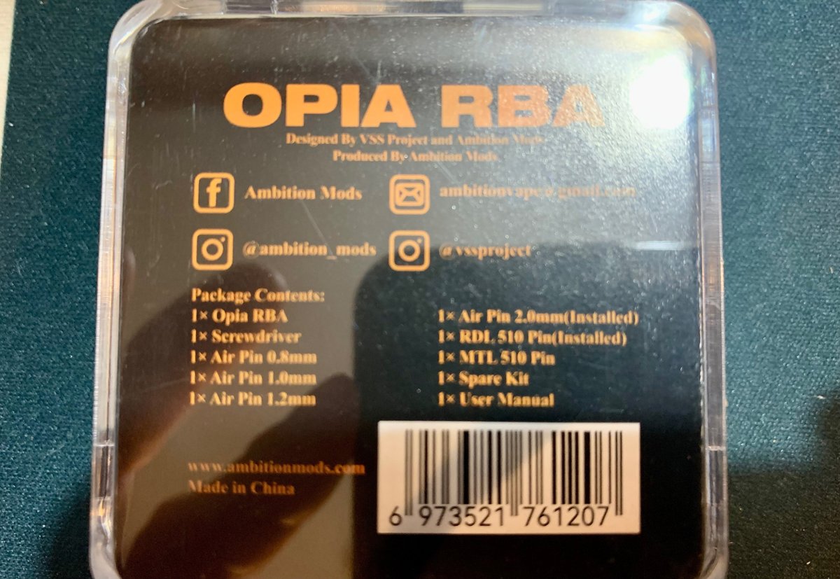 【vape】ambition mods opia rbaレビュー【boro】｜じーま