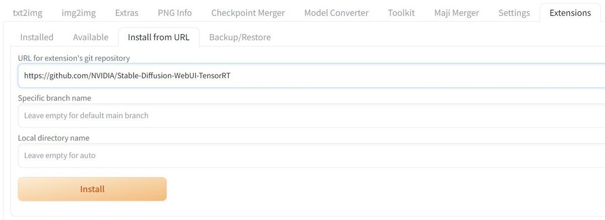 AUTOMATIC1111版Stable Diffusion web UIでNVIDIAのTensorRT拡張を利用する手順｜まゆひら