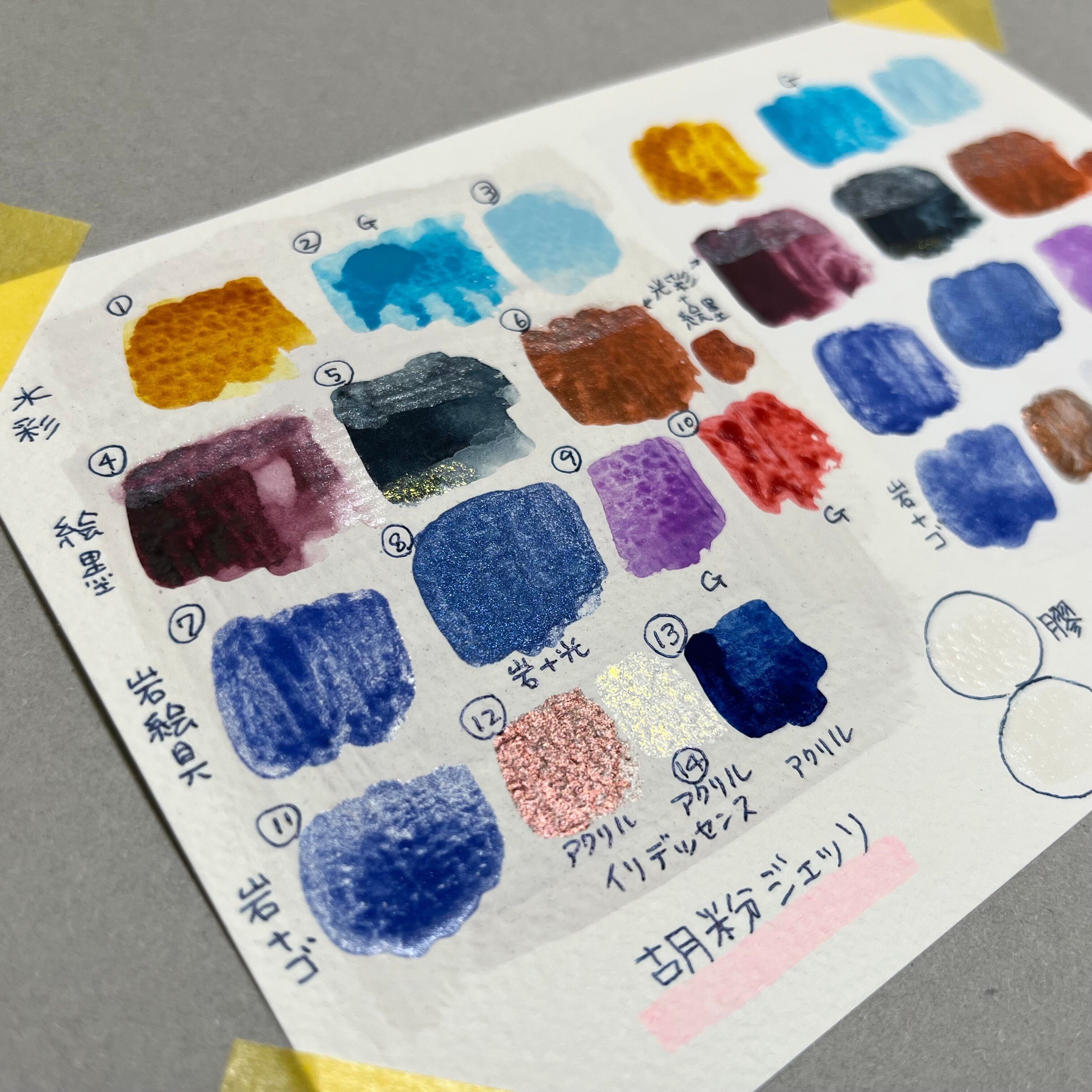 日本画風の絵を水彩絵具やアクリル絵具で描くための勉強と実験 日本画風の絵を水彩絵具やアクリル絵具で描くための勉強と実験