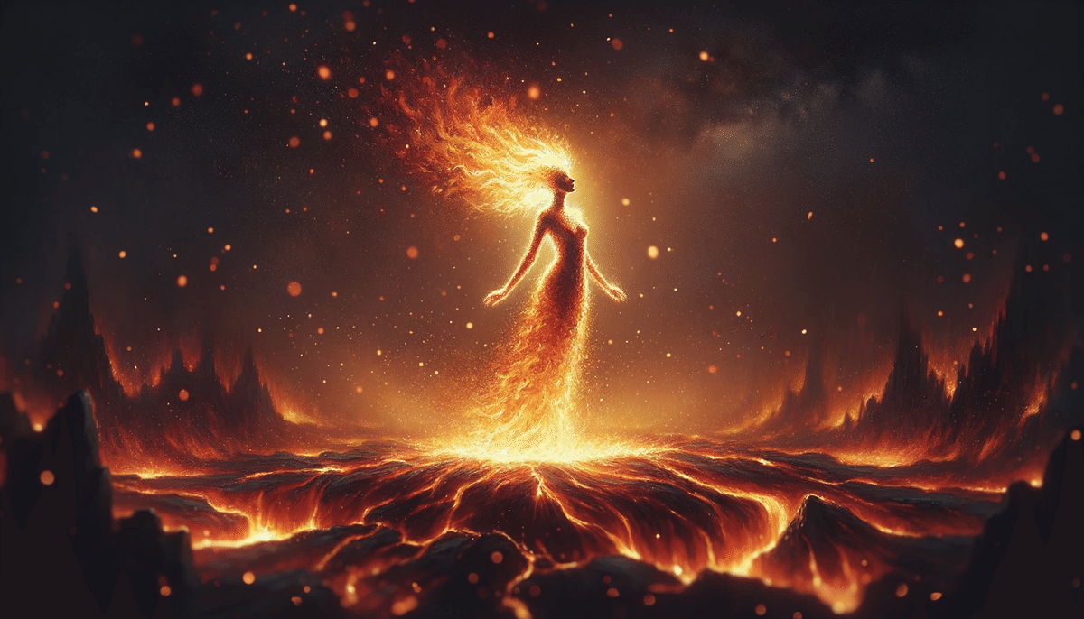 ChatGPTのDALL-E3で、炎の女神を描きました！！｜gorojy