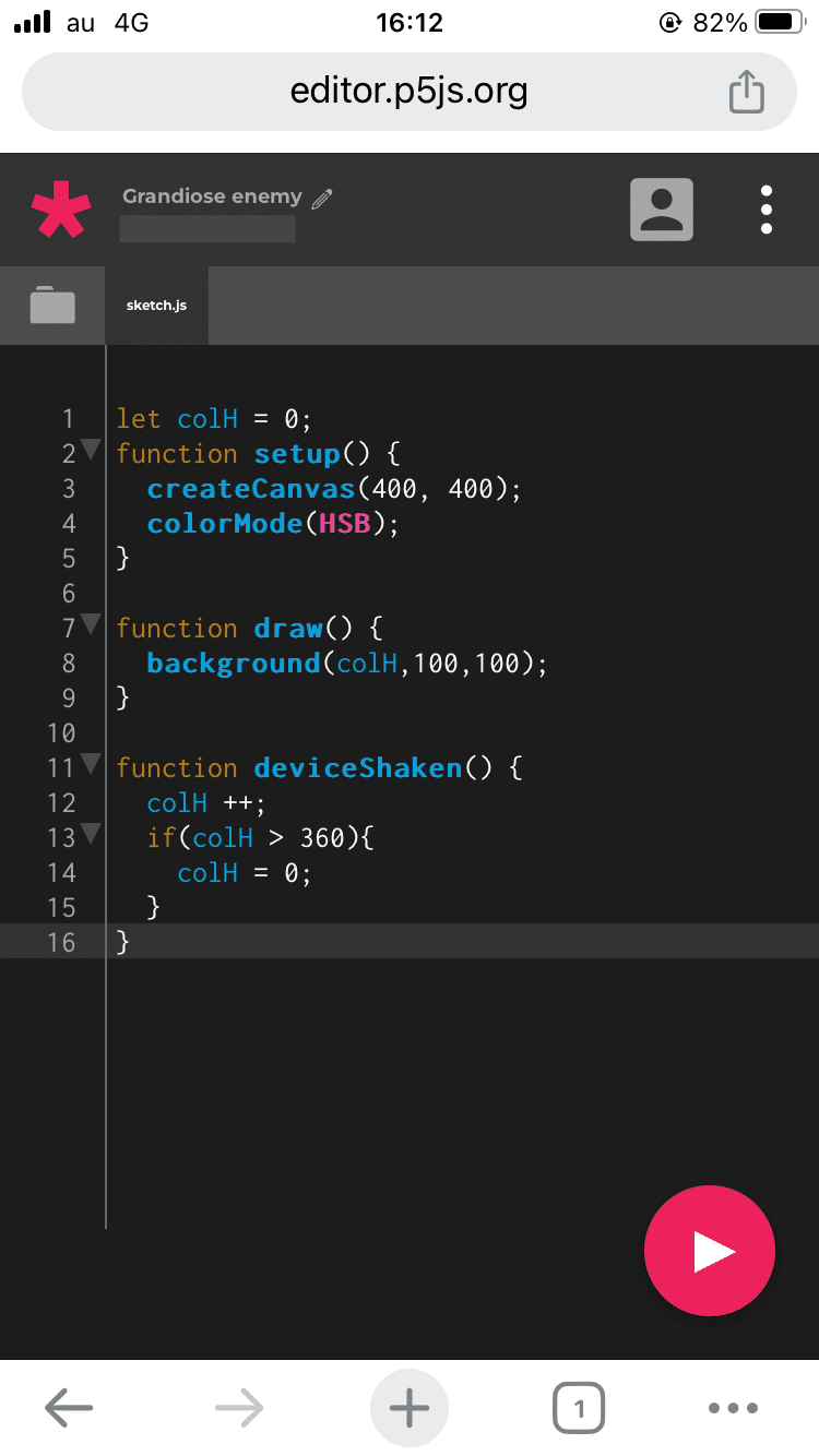 p5.js で deviceShaken 関数を使ってみた｜まなてぃ