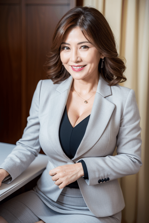 【バリキャリおばさん「50代熟女OL」】AI熟女写真集「AI生成呪文(プロンプト)付き」｜AI熟女ハンター