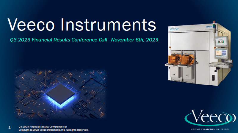 VECO (Veeco Instruments)【FY23 Q3決算】｜もてのり 米国株決算