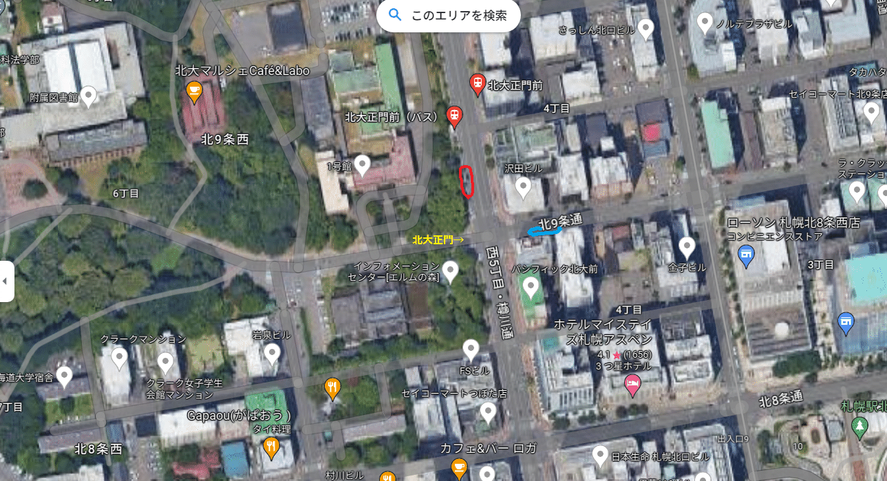 北大正門前バス停車位置｜shogo hamamoto