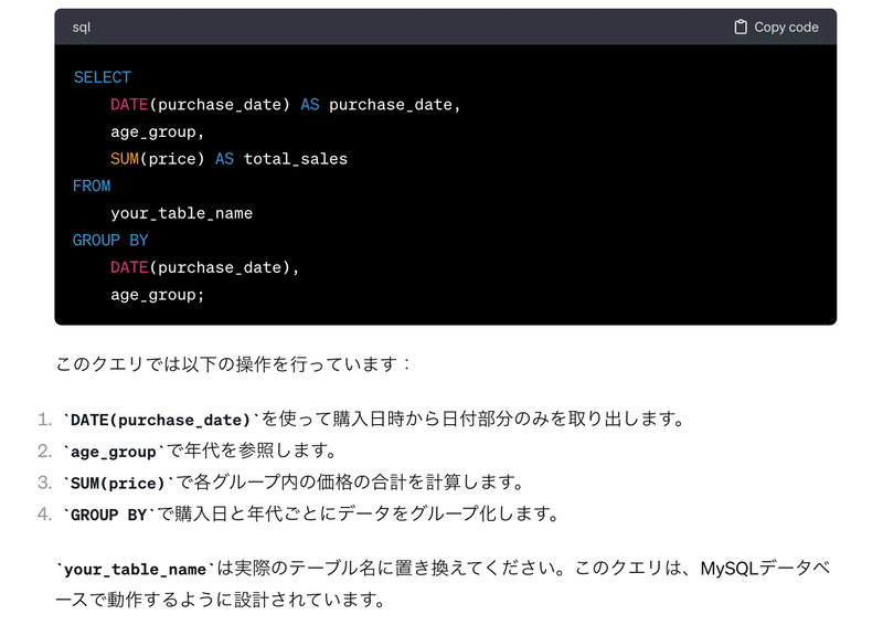 【ChatGPT】SQLクエリを作成してくれるプロンプト/GPT｜PROMPT FOR PLANNER