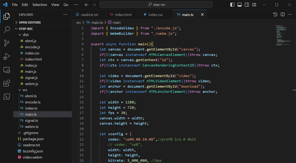 TypeScript VideoEncoderでwebmファイルの作成 Step（1コマずつ）録画 ｜zerogram