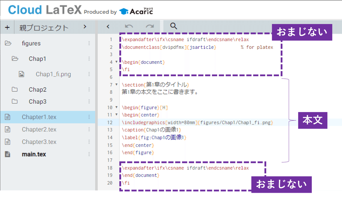 Cloud LaTeXで分割ファイルを管理する｜ShoanTheCat