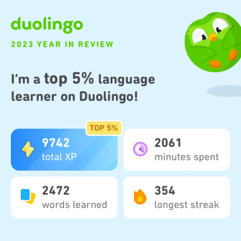 Duolingoから一年間の学習記録がきたよ｜Rei🇮🇹イラストレーター