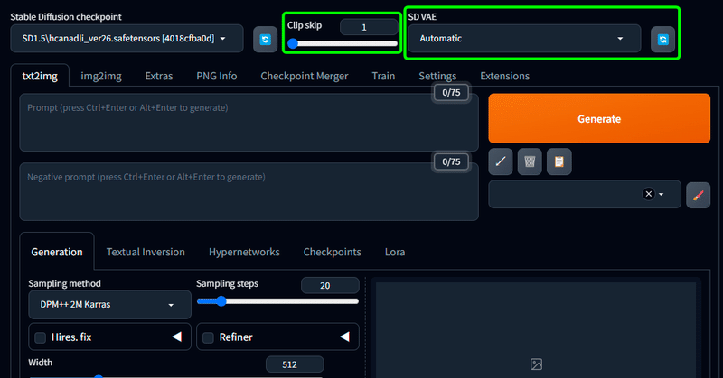 AUTOMATIC1111 Ver1.7.0の個人設定｜はかな鳥