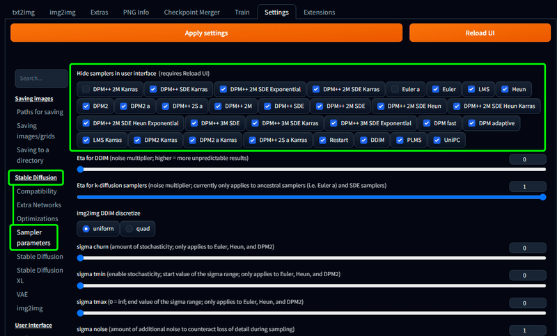 AUTOMATIC1111 Ver1.7.0の個人設定｜はかな鳥
