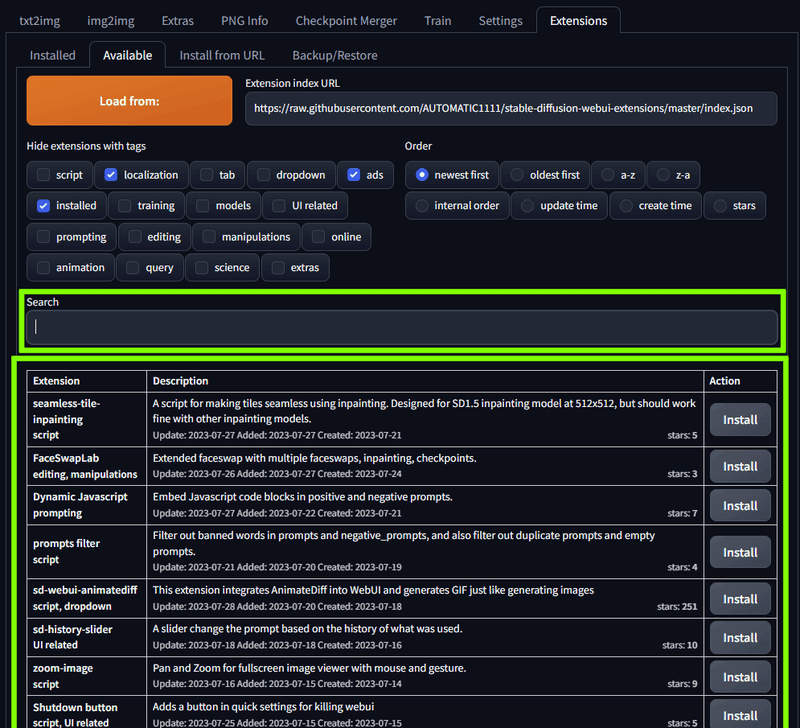 AUTOMATIC1111 Ver1.7.0の個人設定｜はかな鳥