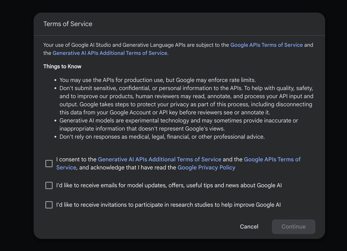 Google の最新AIモデル「Gemini」を使うには / Google AI Studio を使う上での注意点 / 2023年12月18日時点｜けいすけ