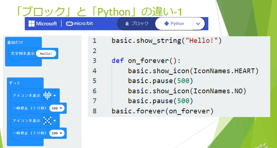 MakeCodeでpython-1Python editorとの違い｜rock204