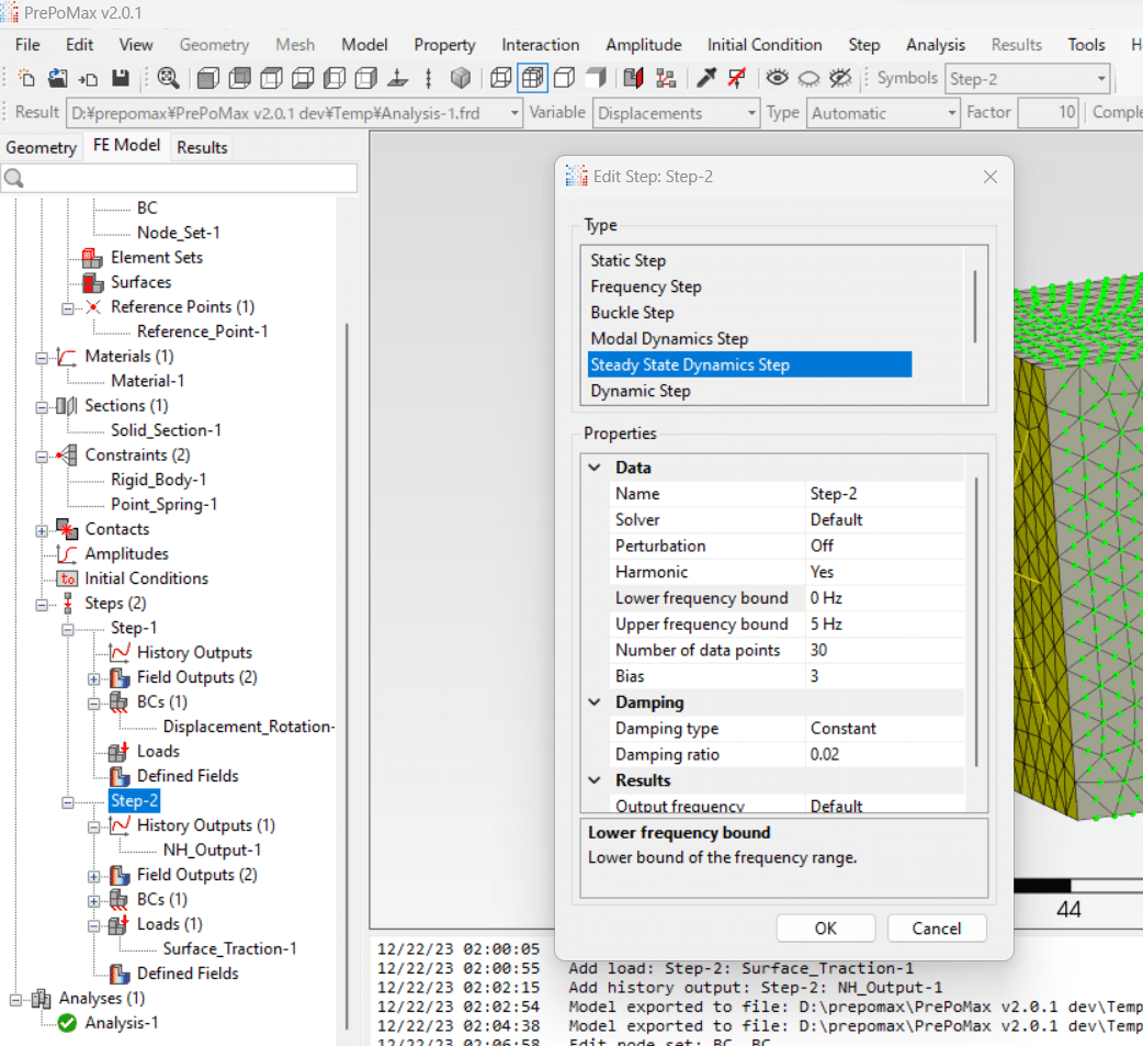 【PrePoMax】周波数応答解析やってみた｜物理・プログラミング・Python、Web制作・自己啓発