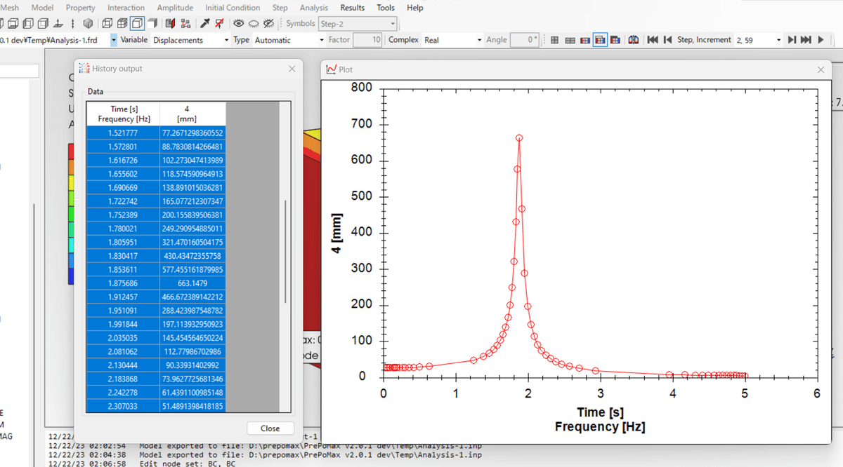 【PrePoMax】周波数応答解析やってみた｜物理・プログラミング・Python、Web制作・自己啓発