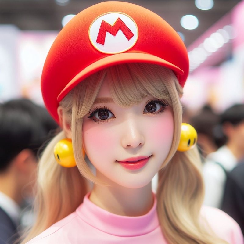 マリオ帽をかぶった女子画像集：DALL-E3画像生成練習｜GPTs-相武