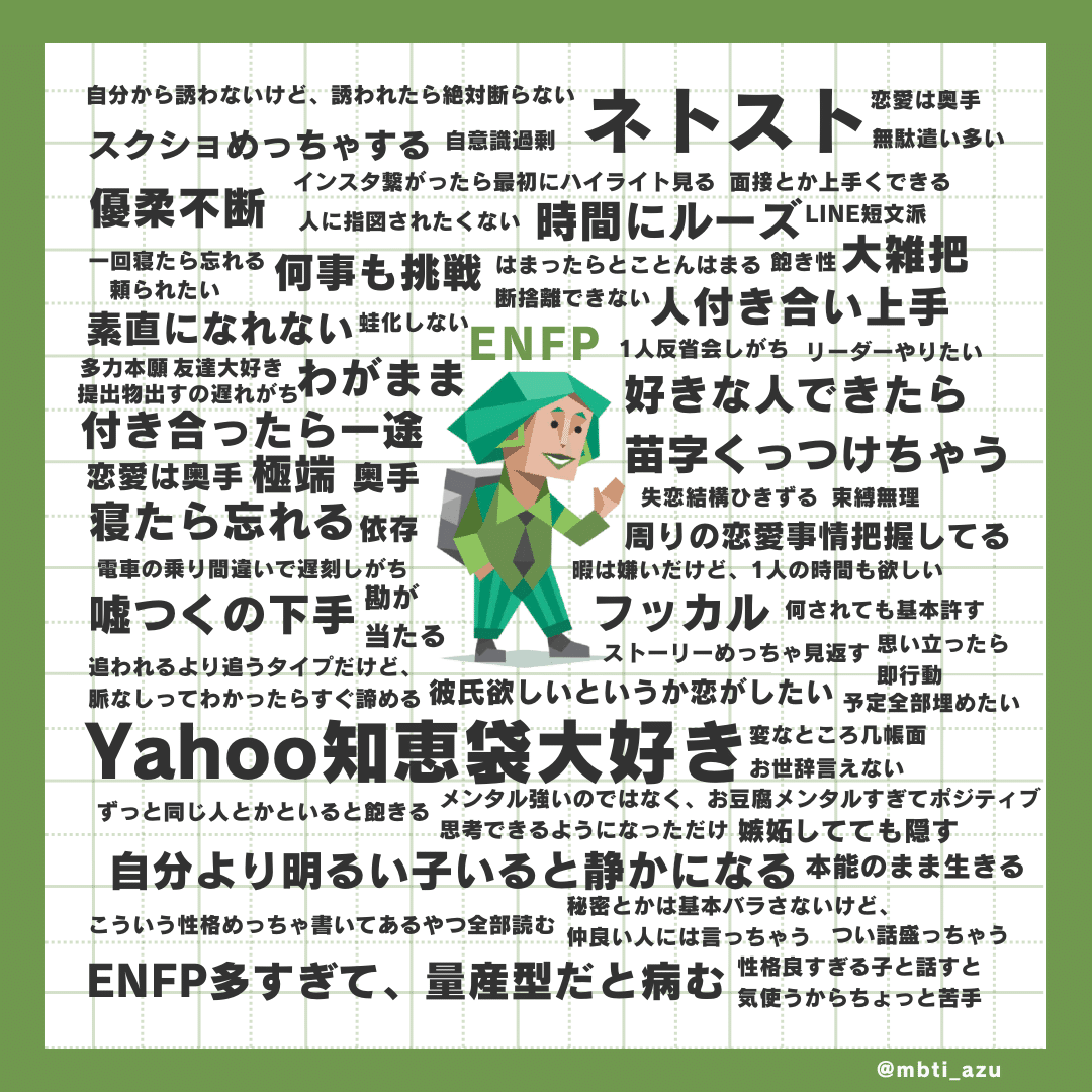 ENFP(運動家)ってどんな性格？あるある・恋愛観・相性も徹底解説！｜あず:共感できるMBTI解説