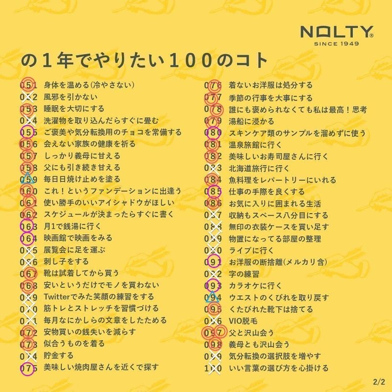 NOLTY1年でやりたい100のコト2023~振り返り~｜ちぇるまり。