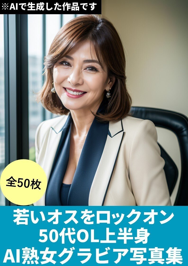 若いオスをロックオン【50代OL上半身】AI熟女グラビア写真集(50枚)「呪文(プロンプト)付き」｜AI熟女ハンター