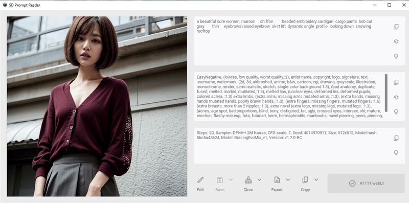 Stable Diffusion WebUIで生成した画像のメタデータビューワーの比較｜ふうりんぬ
