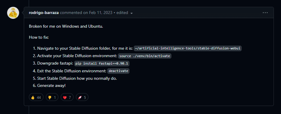 【SD WebUI】"Cannot add middleware after an application has started" エラーの解決法｜はかな鳥