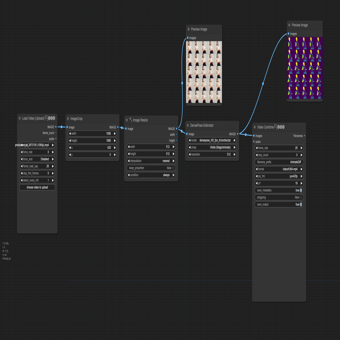 【ComfyUI】動画からDensePose動画を作成｜ウチダマサトシ