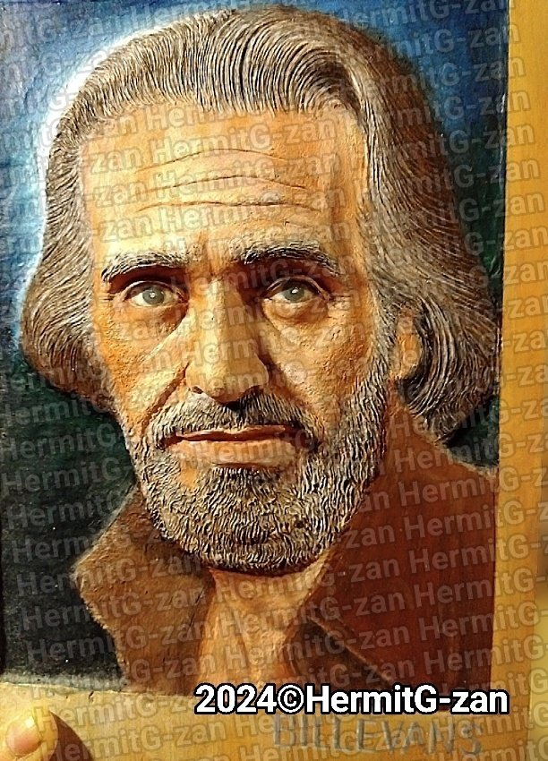 至高のジャズピアニスト『ビル・エヴァンスの肖像、彩色レリーフ』並びに筆者HermitG-zanのジャズ関連著作 The creative process of the relief ...