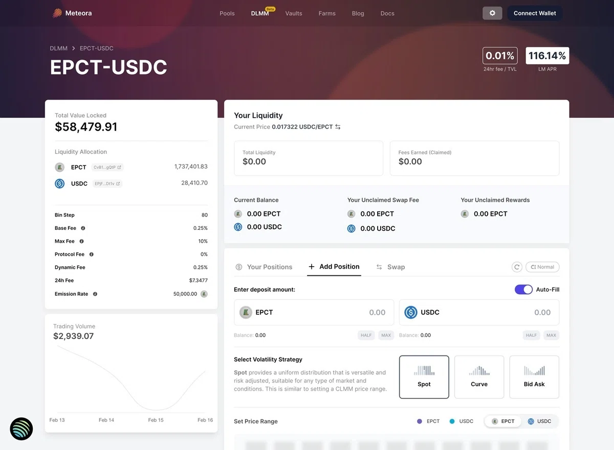 利回り最大化を目指す Solana DeFi の Meteora で $EPCT 報酬キャンペーンがスタート｜kishi.sol