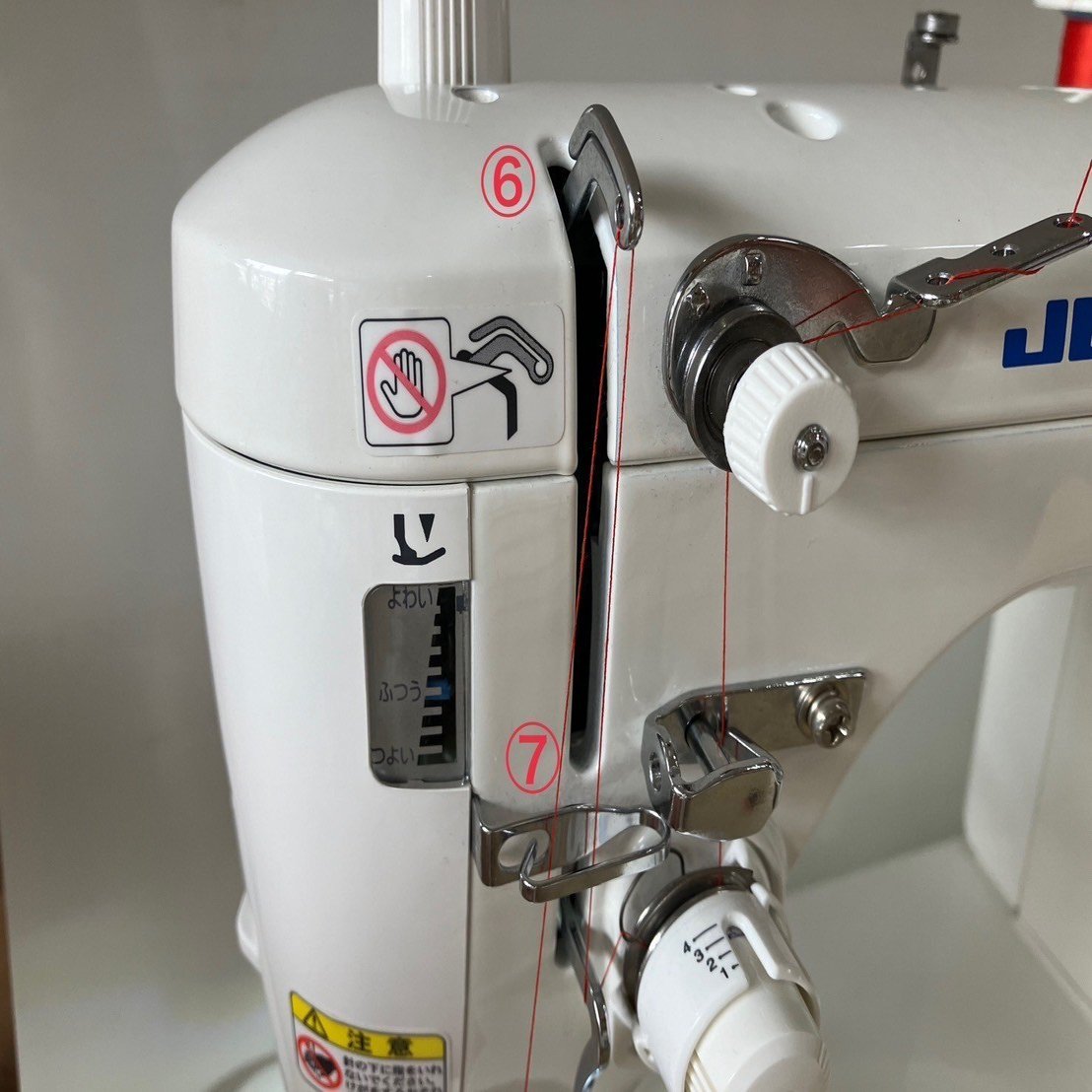 【ミシンの練習】職業用ミシン「JUKI SL-700EX」上糸のかけ方 - ソーイングスクエア