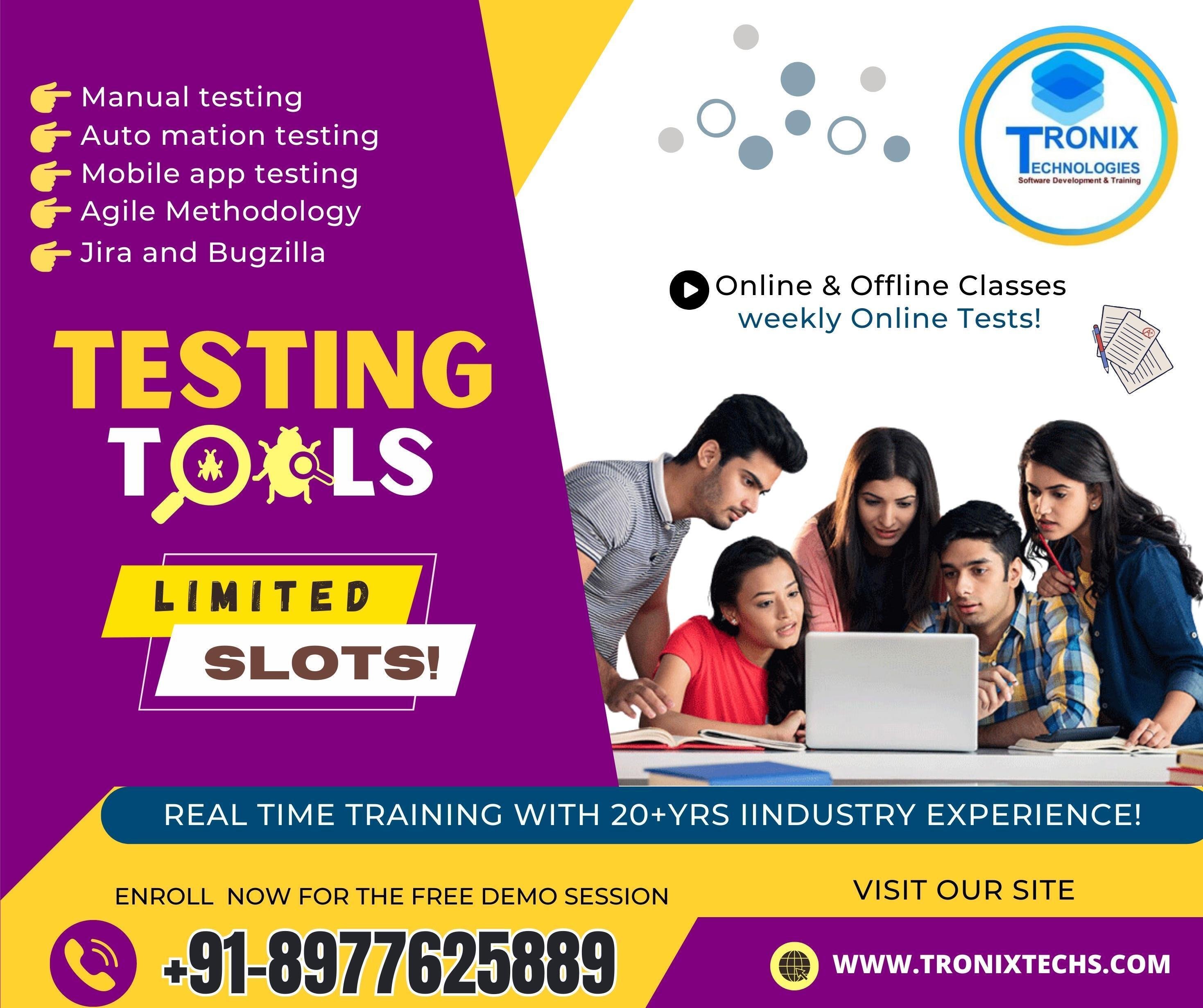Testing tools Training in Hyderabad｜tronix backlinks
