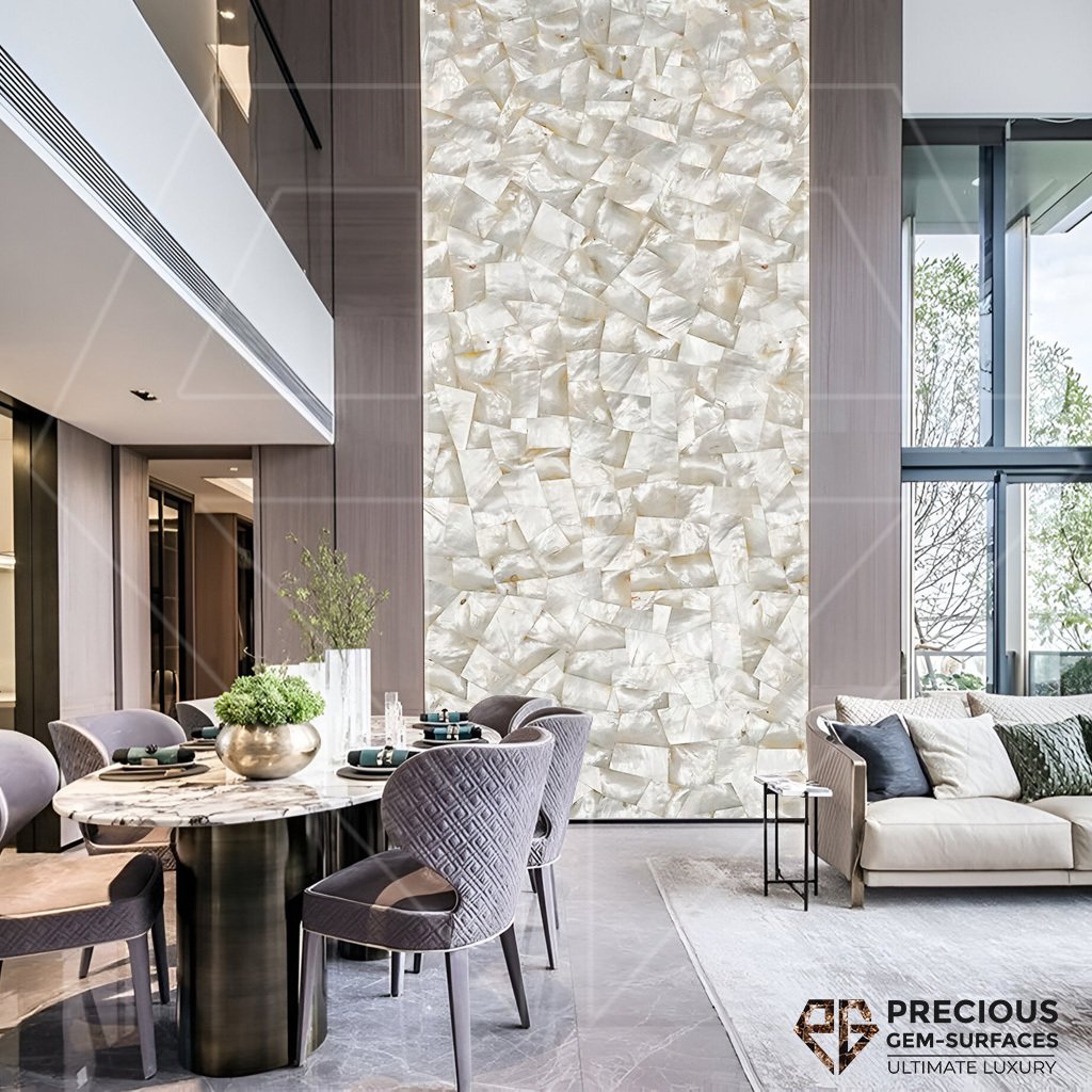 Beauty Of White MOP Gemstone Slabs｜preciousgemsurfaces