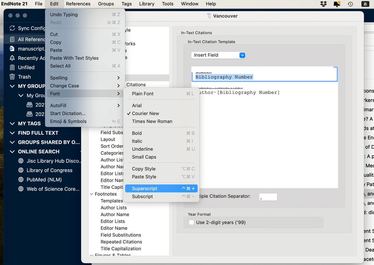 Endnote 21で文献番号をsuperscript (上付文字) にする方法｜矢可部満隆 (Mitsutaka Yakabe, M.D ...