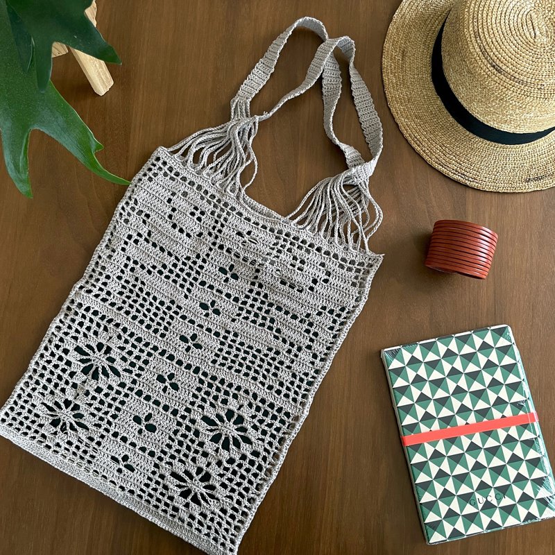 PDFダウンロード編み図【かぎ針編み】 レース パッチワーク 風 バッグ｜SLOW CRAFT