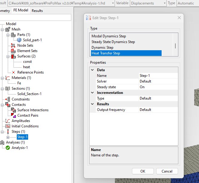 【PrePoMax】熱構造解析で熱変位を見る｜物理・プログラミング・Python、Web制作・自己啓発
