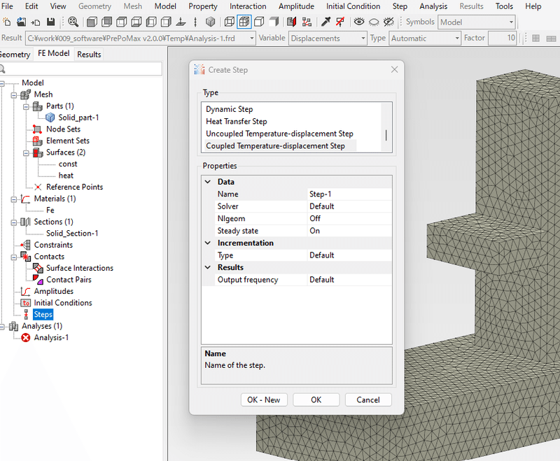 【PrePoMax】熱構造解析で熱変位を見る｜物理・プログラミング・Python、Web制作・自己啓発