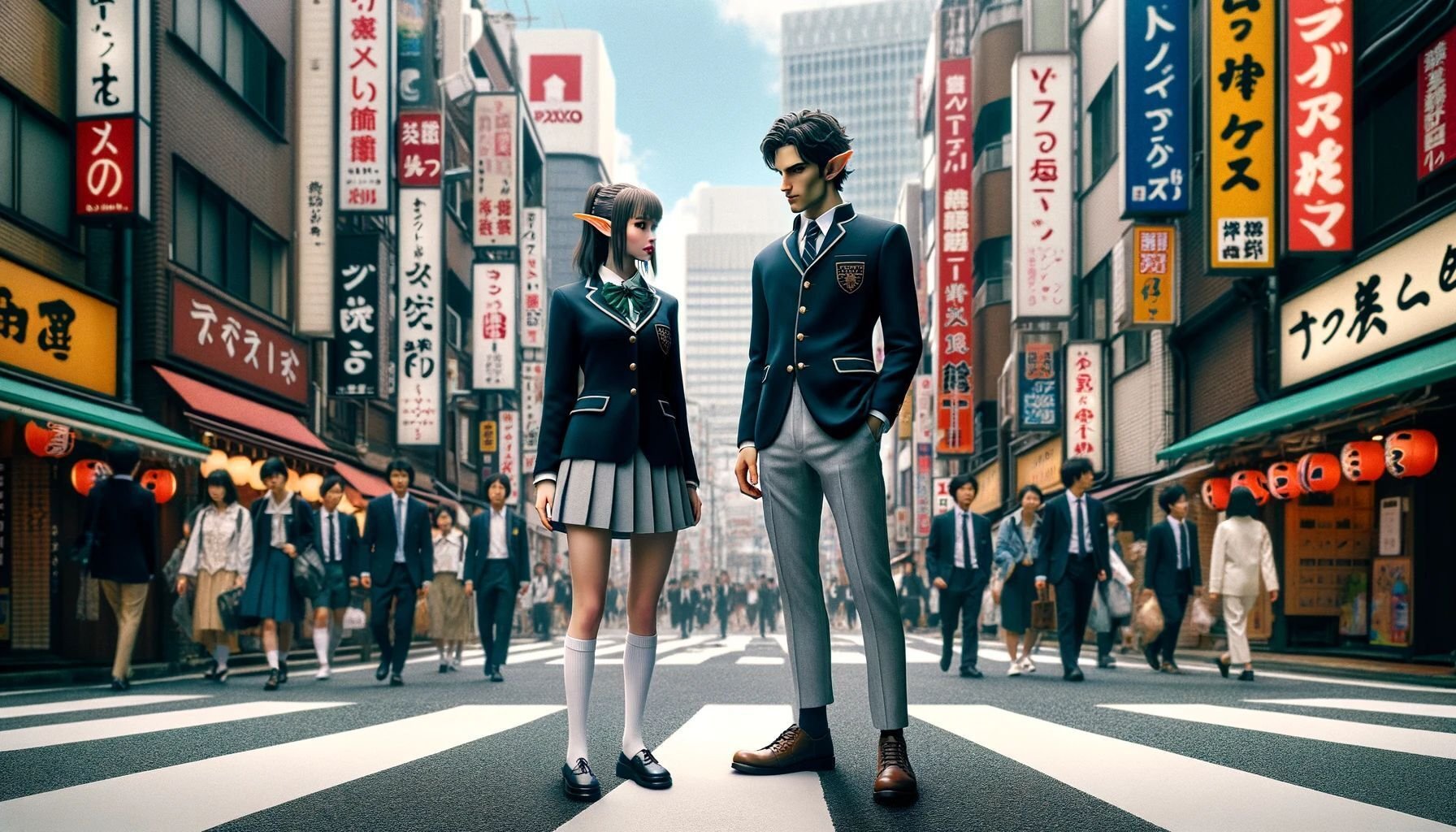 【イラスト】転生してきてJKライフを満喫するエルフちゃんたち｜Koji Doi