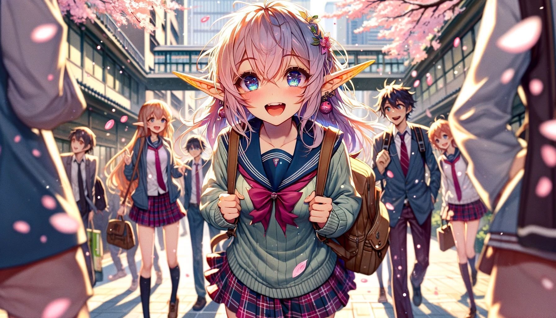 【イラスト】転生してきてJKライフを満喫するエルフちゃんたち｜Koji Doi