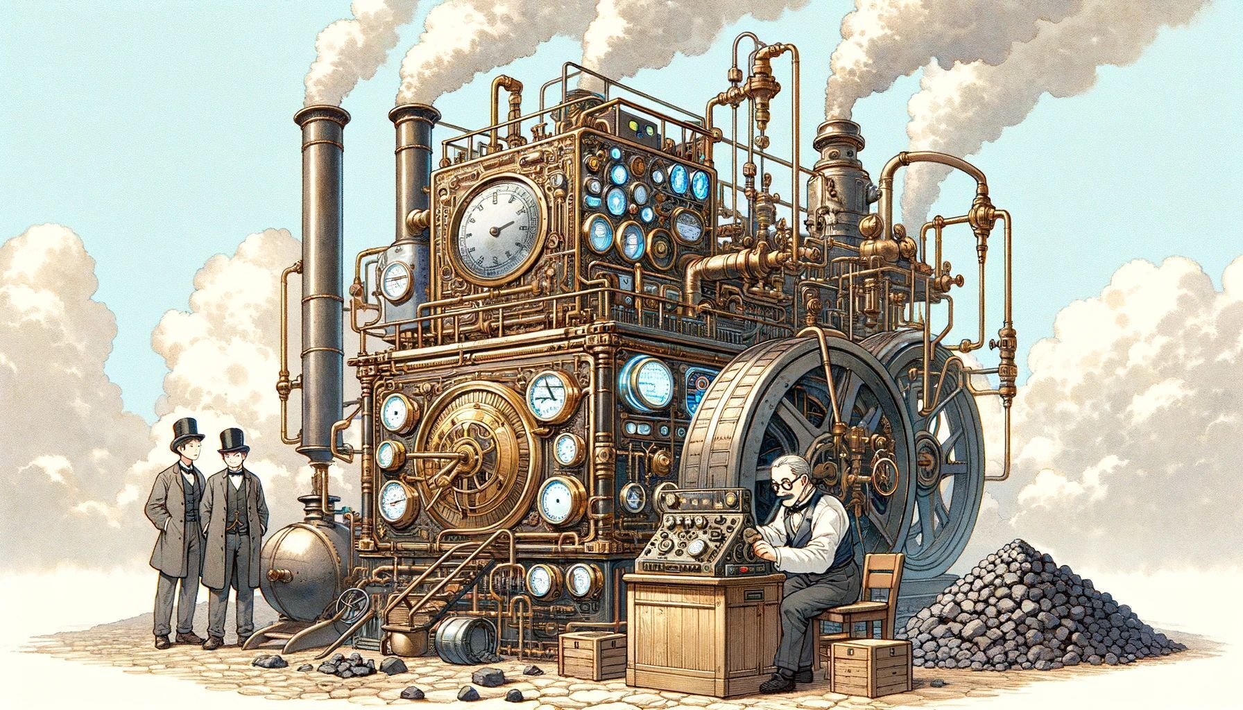 【イラスト】スチームパンクな世界のコンピューター｜Koji Doi