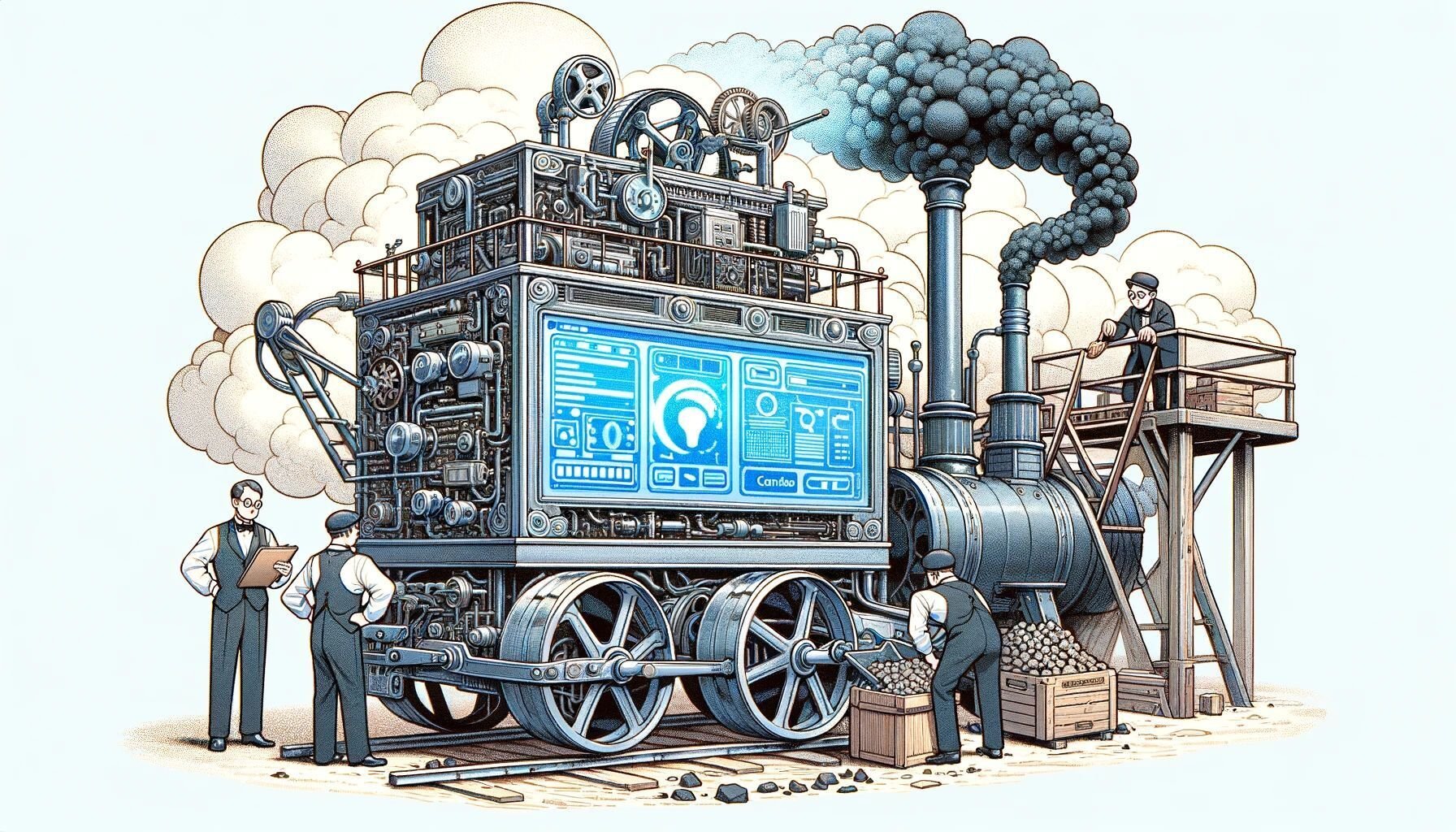 【イラスト】スチームパンクな世界のコンピューター｜Koji Doi